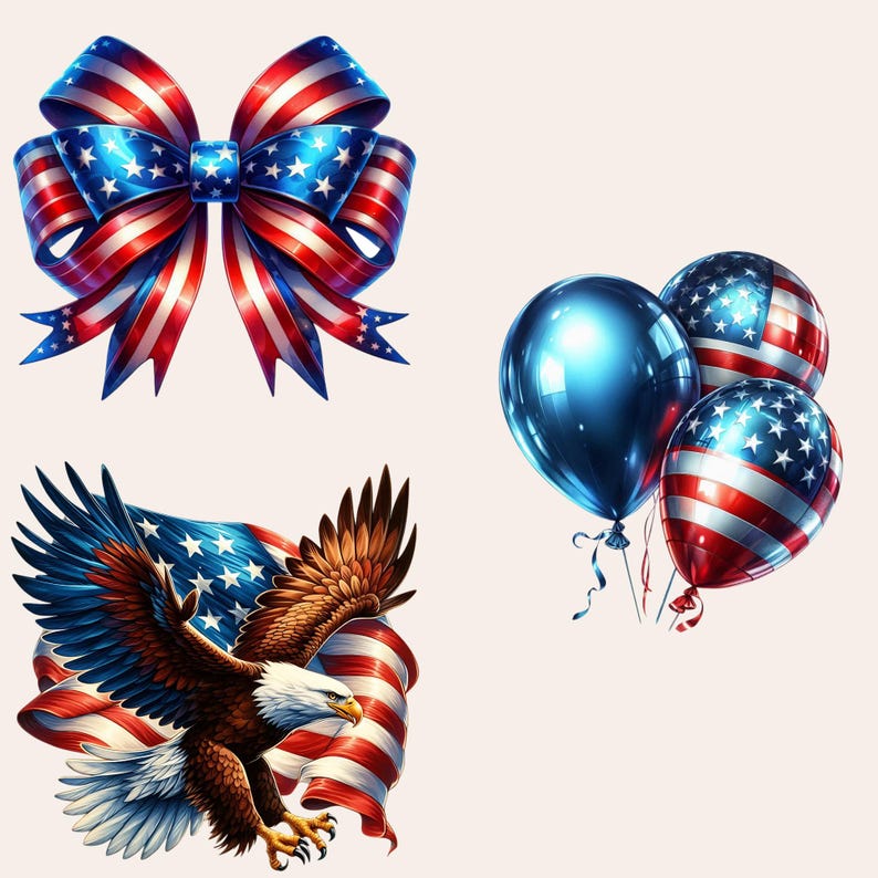 4th July Clipart Bundle, 22 Patriotic Clipart, Patriotic Eagles PNG ...