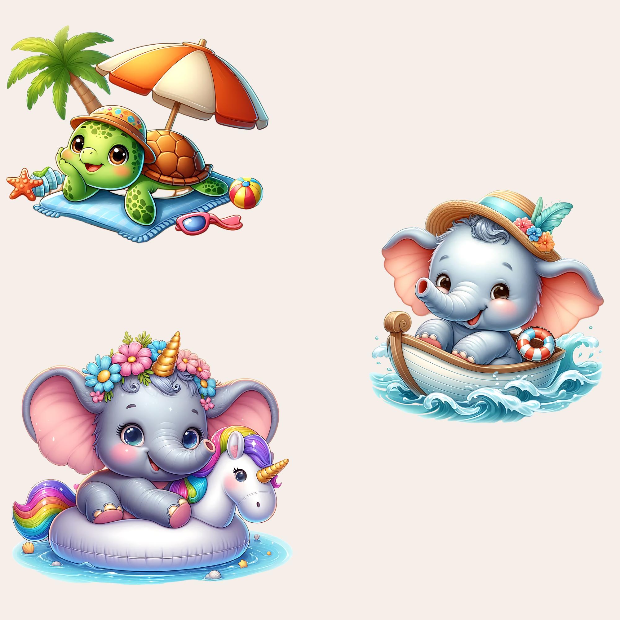 Summer Beach Animals Clipart, Summer Animals PNG, Summer Clipart Bundle ...