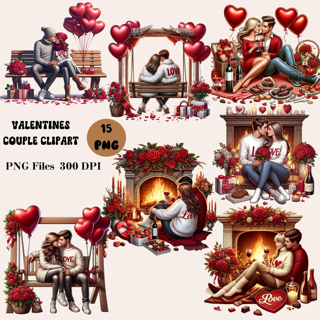 15 Valentines Couple Clipart, Love Couple Clipart, Valentine's Day ...