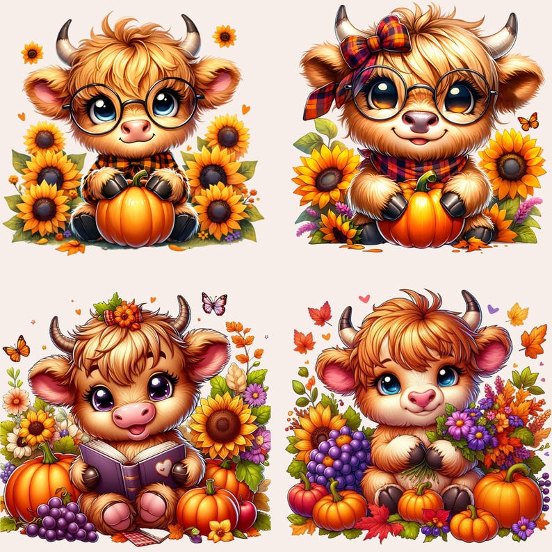 21 Autumn Highland Cows Clipart, Fall Highland Cow PNG, Hello Fall ...