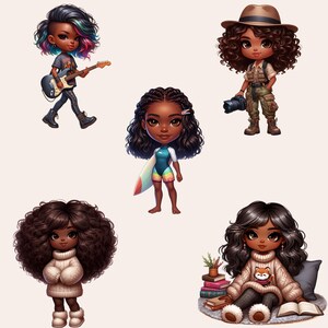 31 Afro American Chibi Girl Clipart, Chibi Doll Clipart, Black Chibi ...