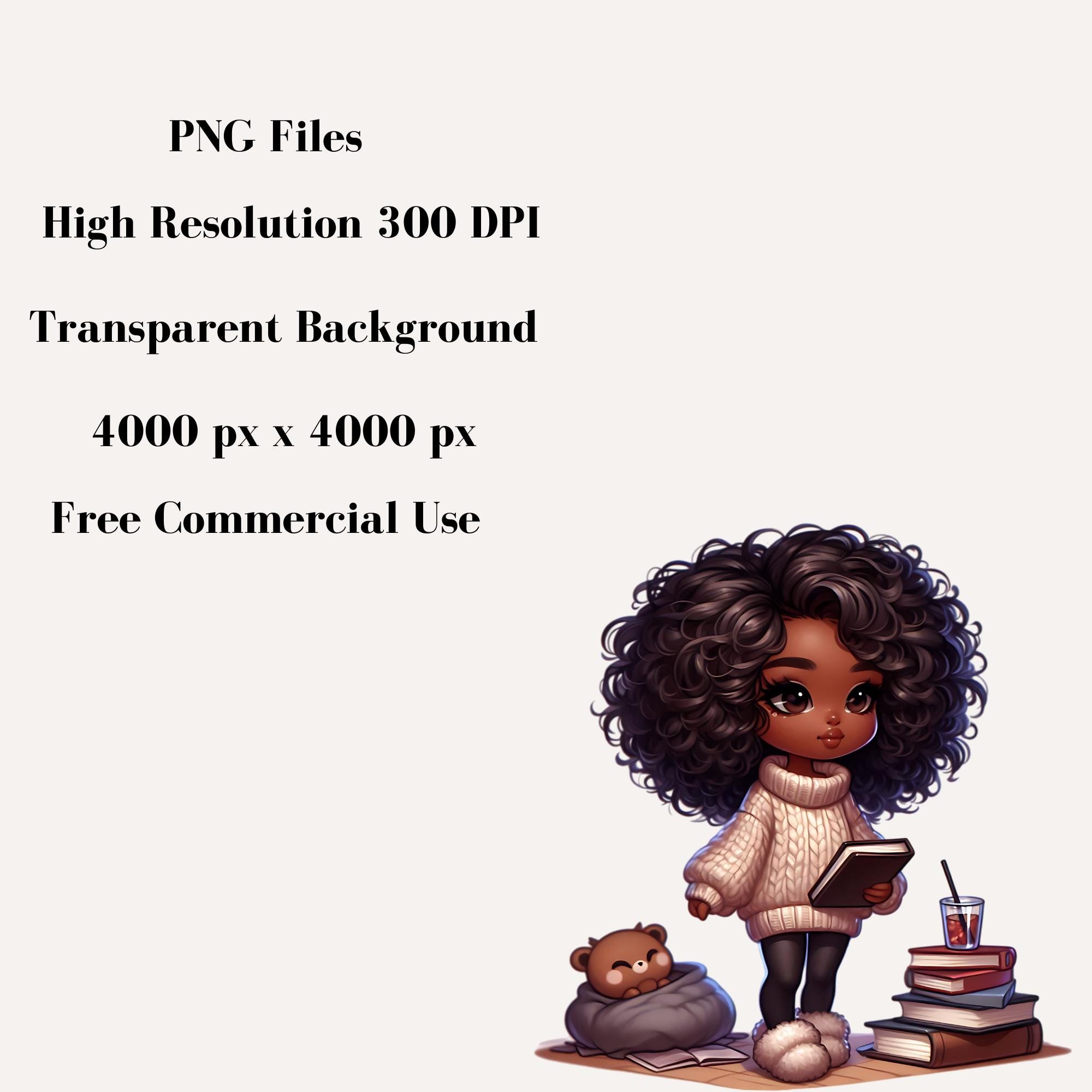 31 Afro American Chibi Girl Clipart, Chibi Doll Clipart, Black Chibi ...