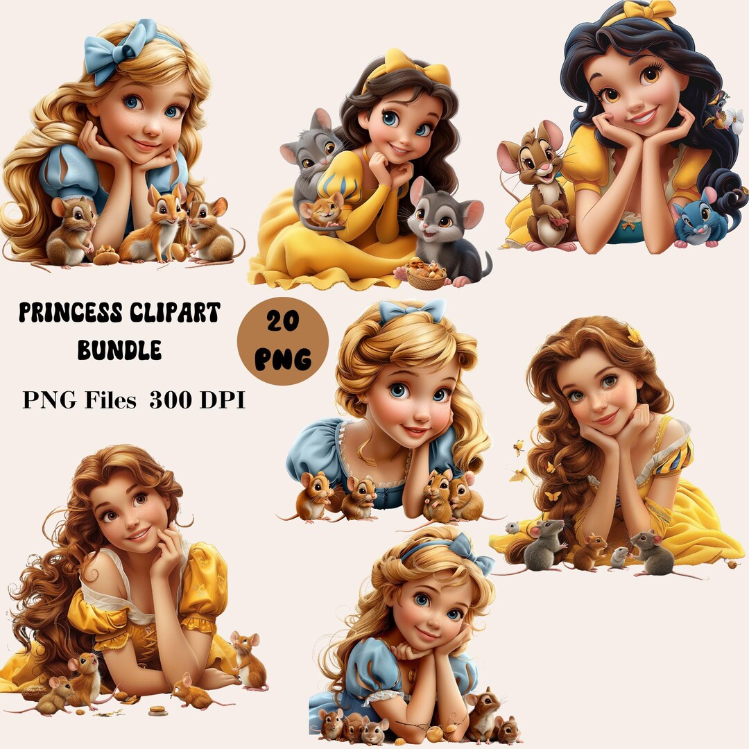 20 Princess Clipart PNG Bundle, Fairytale Clipart PNG, Little Princess ...