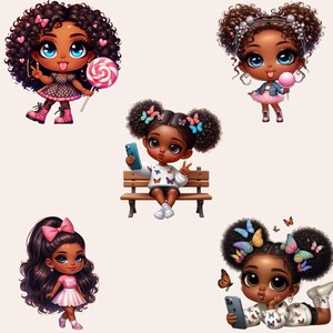 40 Chibi Girl PNG Bundle, Chibi Girl Clipart, Black Chibi Girl Clipart ...