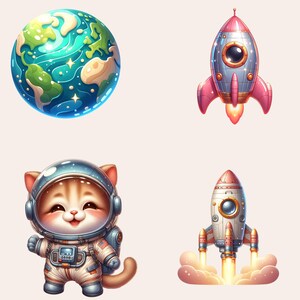 24 Cute Space Clipart Bundle, Astronaut Nursery Clipart, Cute ...