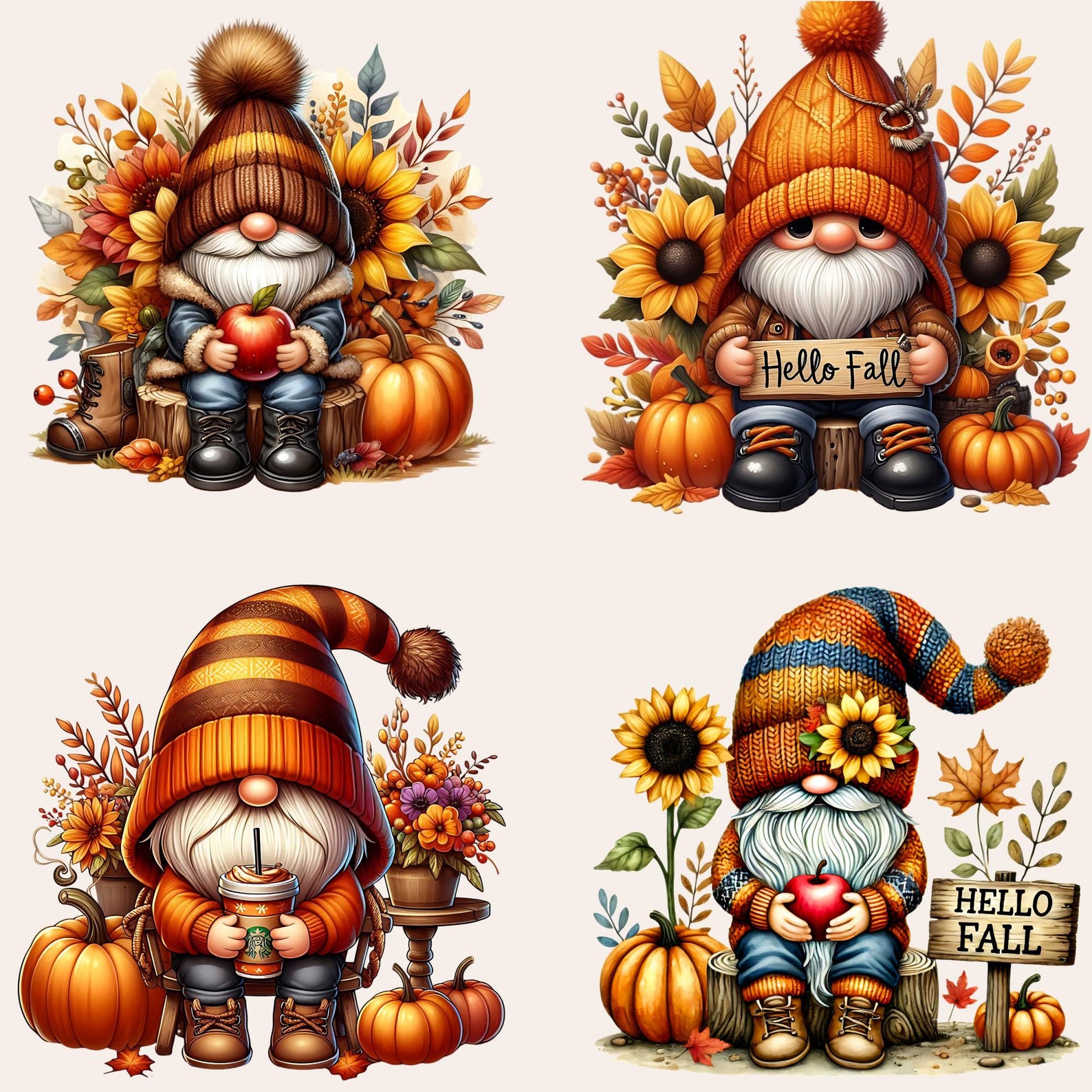 21 Hello Fall Gnome Clipart, Fall Gnome PNG, Autumn Gnome Clipart ...