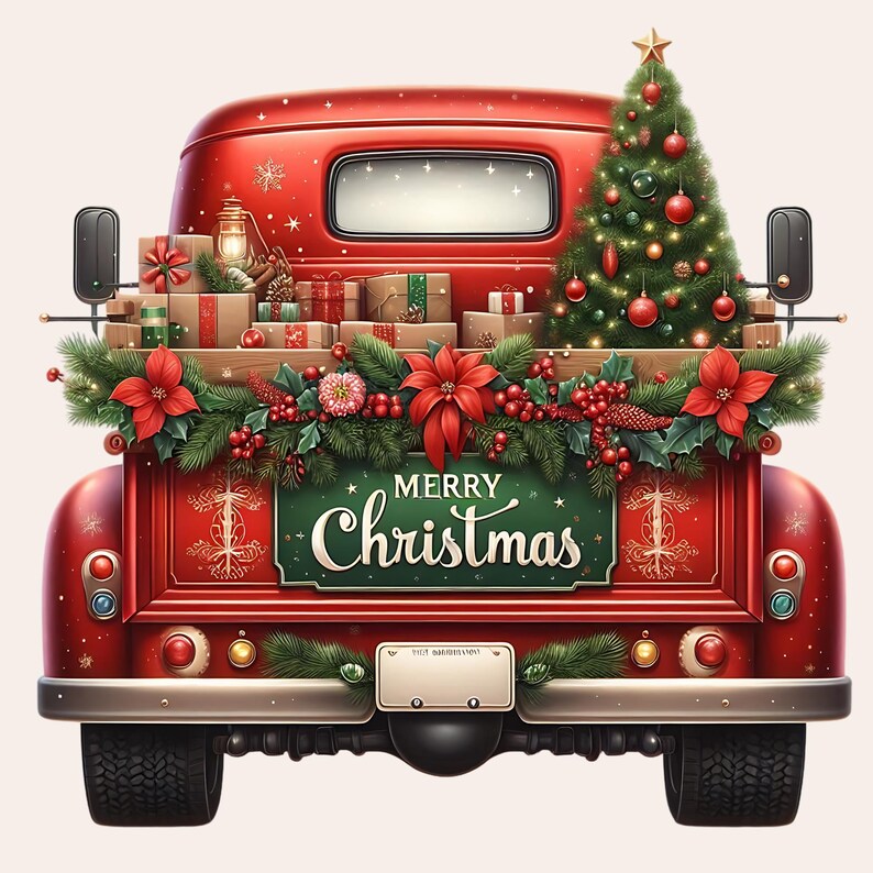 19 Christmas Truck Clipart, Red Truck Clipart, Christmas Truck PNG ...