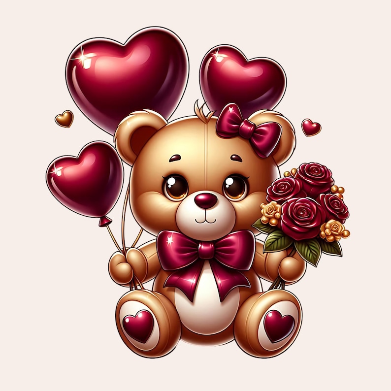 17 Valentine's Day Teddy Bear Clipart, Teddy Bear With Balloons Clipart ...