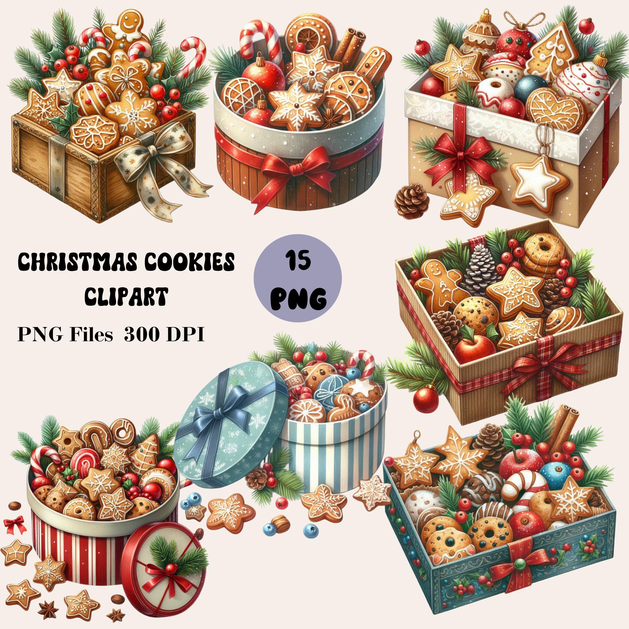 15 Christmas Cookies Clipart, Christmas Cookies Box PNG, Cute Christmas ...