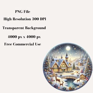 24 Round Christmas Landscape Clipart, Christmas Scene Clipart, Winter ...