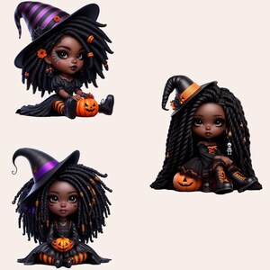 20 Halloween Chibi Girl Clipart, Chibi Clipart Bundle, Witch Chibi Girl ...