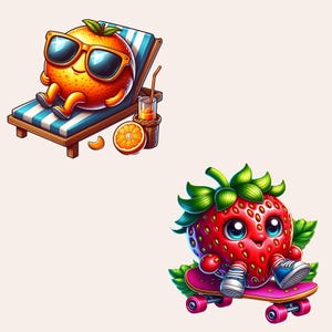 22 Funny Summer Fruits Clipart, Cute Fruits Clipart, Summer Clipart ...