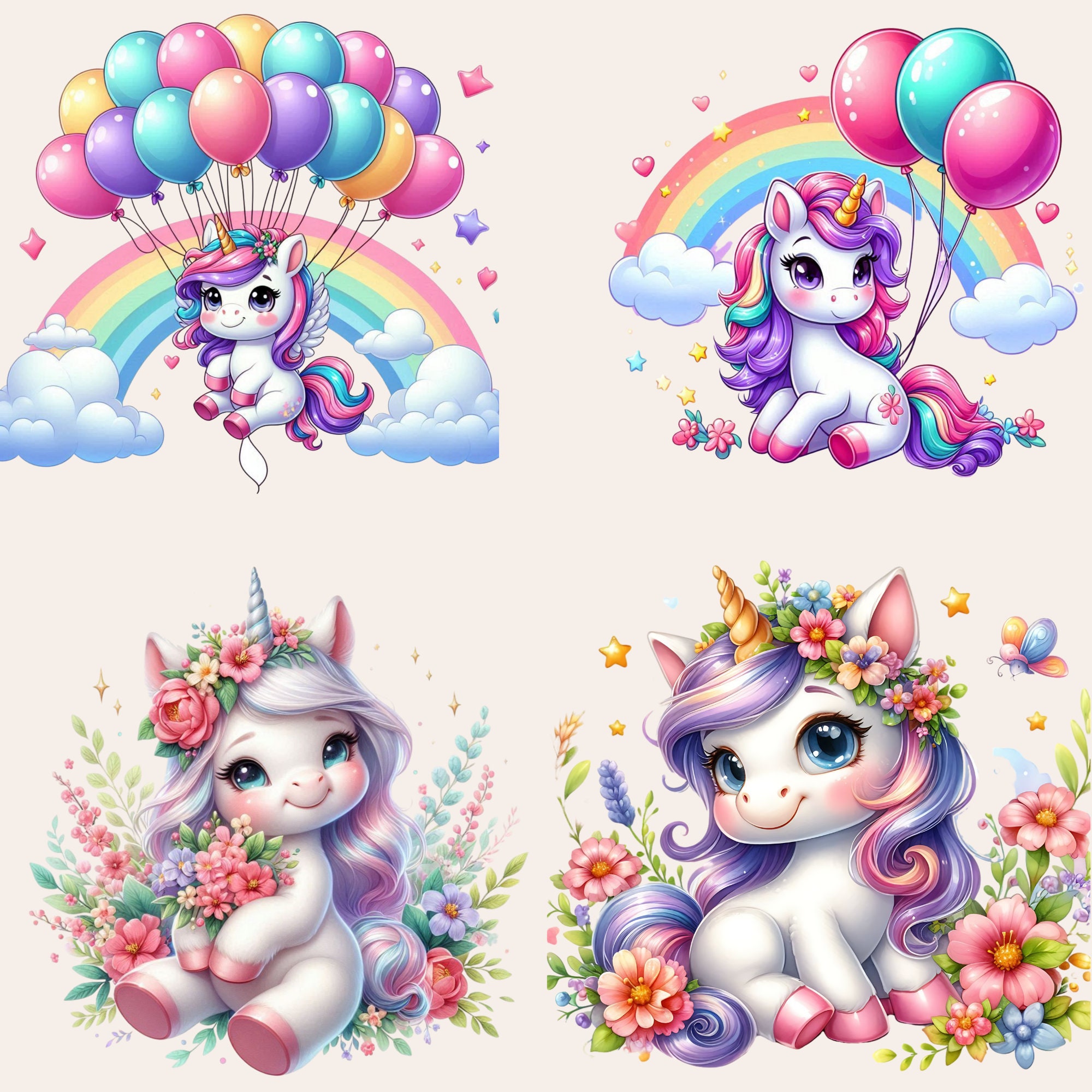 36 Rainbow Unicorn Clipart, Cute Unicorn PNG, Unicorn With Flowers ...