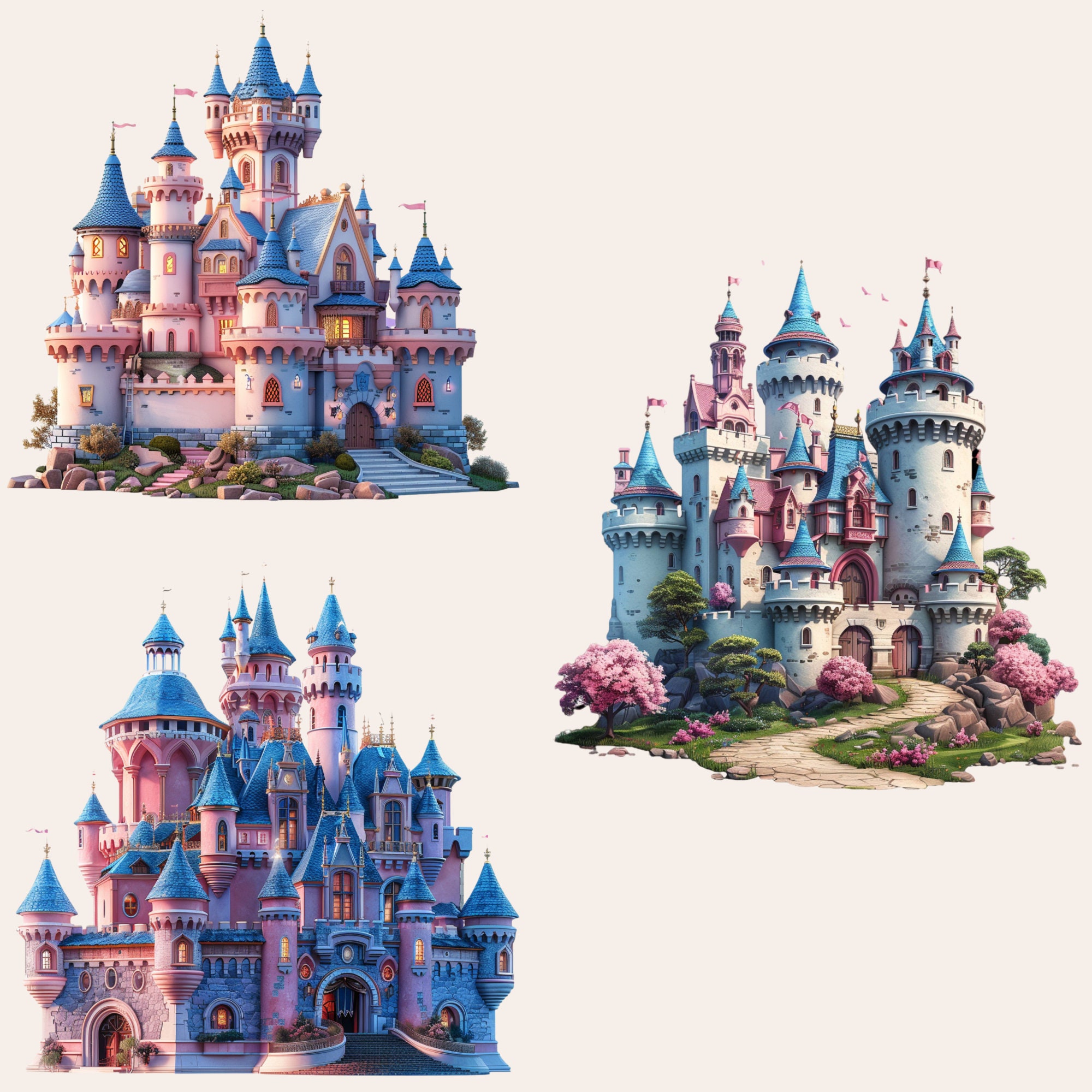 20 Princess Castle Clipart Bundle, Fairytale Princess Castle PNG ...