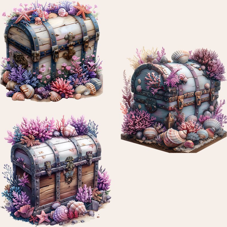 20 Ocean Treasure Box Clipart, Sea Tresure Chest PNG, Ocean Clipart PNG ...