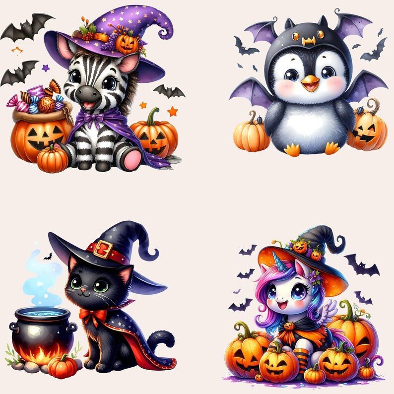22 Halloween Animals Clipart, Cute Halloween Animals PNG, Halloween ...