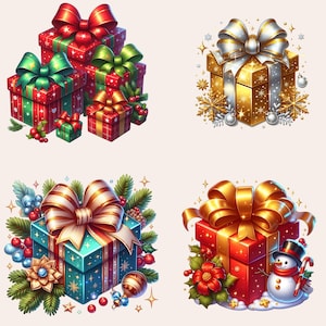 24 Christmas Presents Clipart, Christmas Presents PNG Bundle, Christmas ...