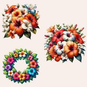 17 Hibiscus Flower Clipart, Tropical Flowers Clipart, Summer Flowers ...
