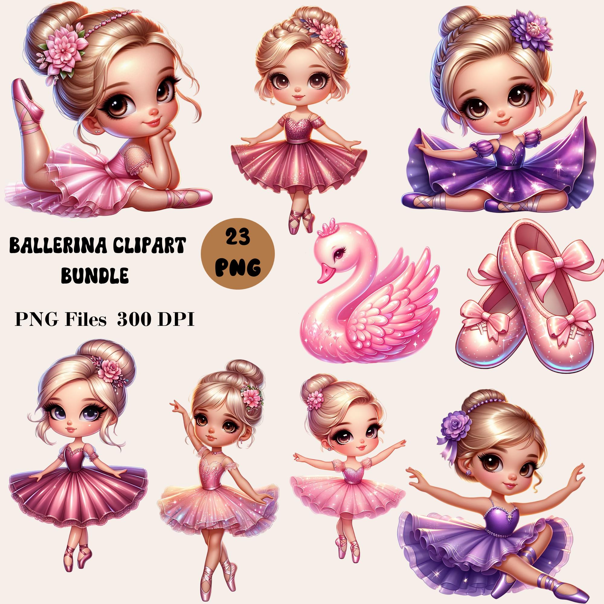 23 Ballerina Clipart Bundle, Ballerina Princess PNG, Cute Ballerina ...
