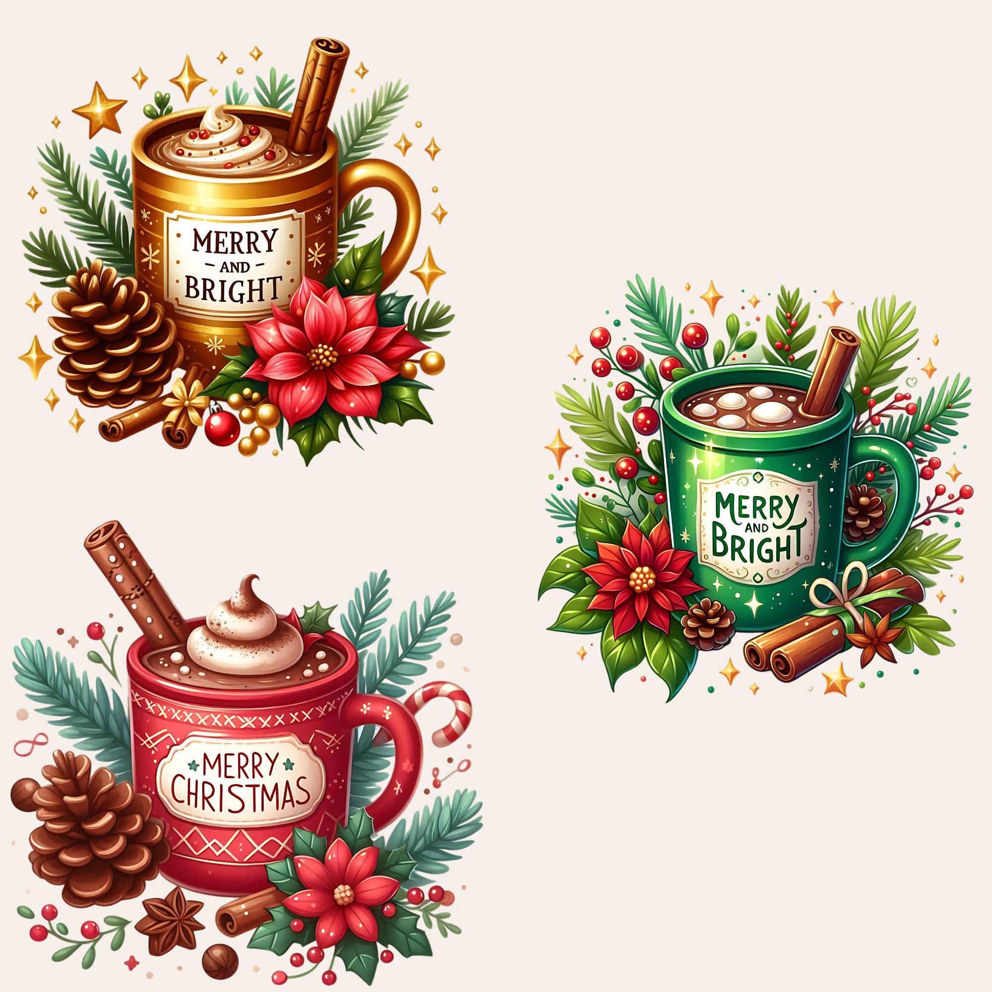 14 Christmas Hot Chocolate Clipart, Hot Chocolate PNG Bundle, Christmas ...