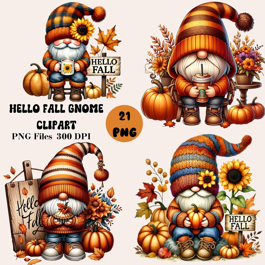 21 Hello Fall Gnome Clipart, Fall Gnome PNG, Autumn Gnome Clipart ...