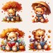 23 Fall Teddy Bear Clipart Bundle, Cute Teddy Bear PNG, Autumn Teddy ...
