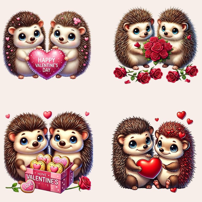 17 Valentines Hedgehog Clipart, Cute Hedgehog Couple PNG, Valentine's ...