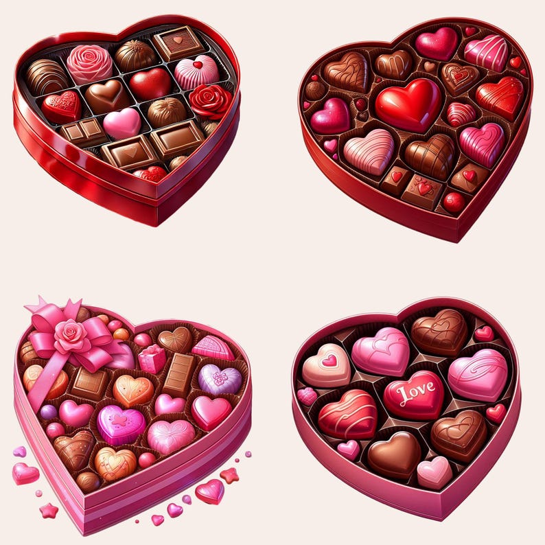 18 Valentine’s Day Chocolate Box Clipart, Valentine's Chocolates PNG ...