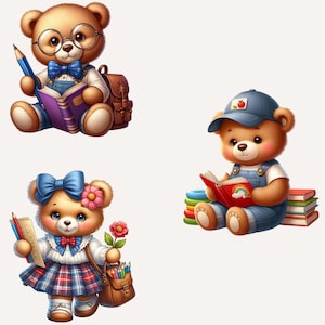 15 Back to School Teddy Bear Clipart, School Bear PNG, Back to School ...