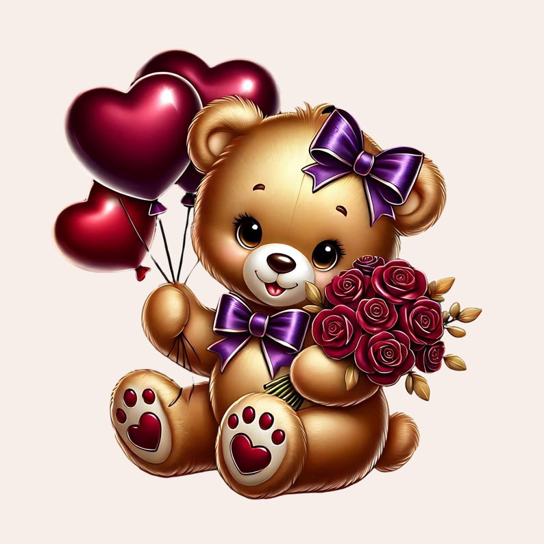 17 Valentine's Day Teddy Bear Clipart, Teddy Bear With Balloons Clipart ...