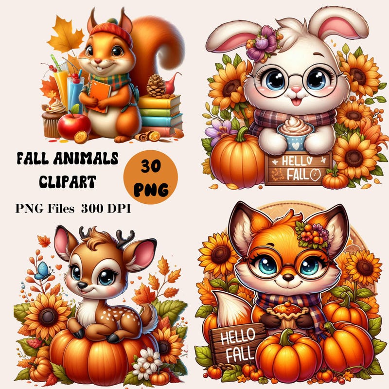 Cute Fall Clipart - Etsy