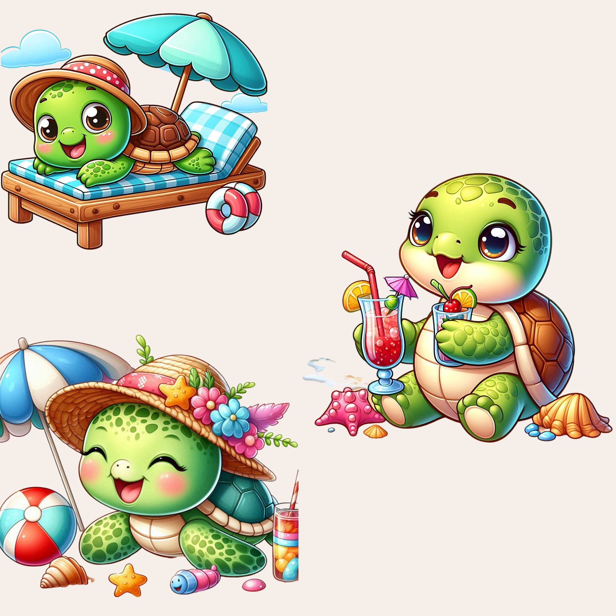 18 Summer Turtle Clipart, Sea Turtle Clipart, Baby Turtle PNG, Beach ...