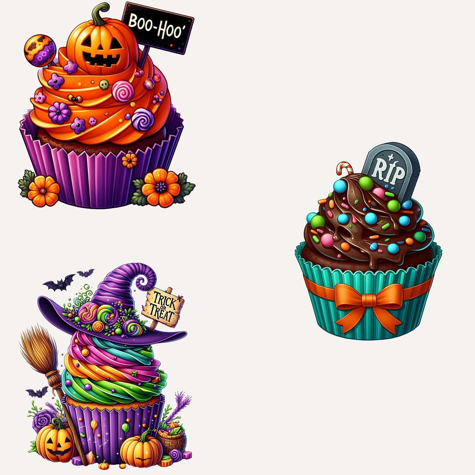 17 Halloween Cupcakes Clipart, Happy Halloween PNG, Sweet Spooky ...
