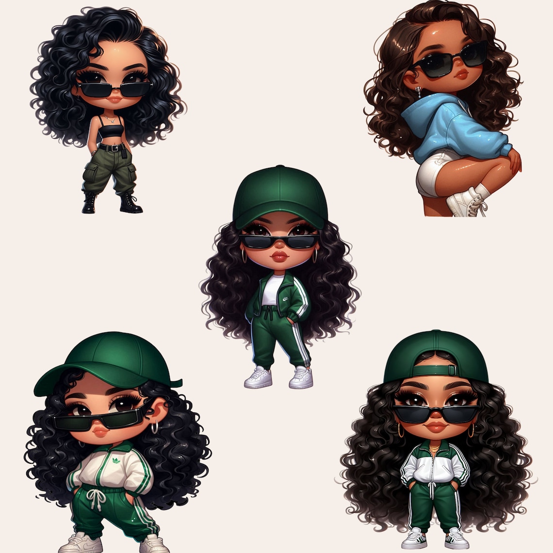 37 Black Chibi Girl Clipart, Cute Chibi PNG, Hispanic Chibi Girl ...