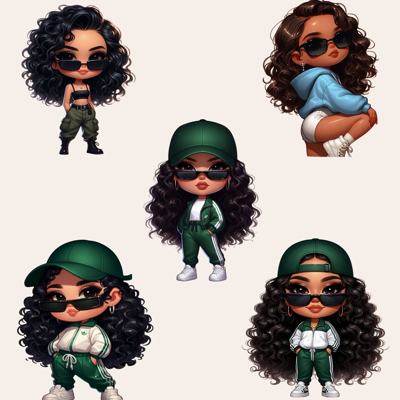 37 Black Chibi Girl Clipart, Cute Chibi PNG, Hispanic Chibi Girl ...