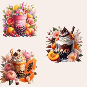 24 Summer Bubble Tea Clipart, Bubble Tea PNG Bundle, Cute Boba Tea ...