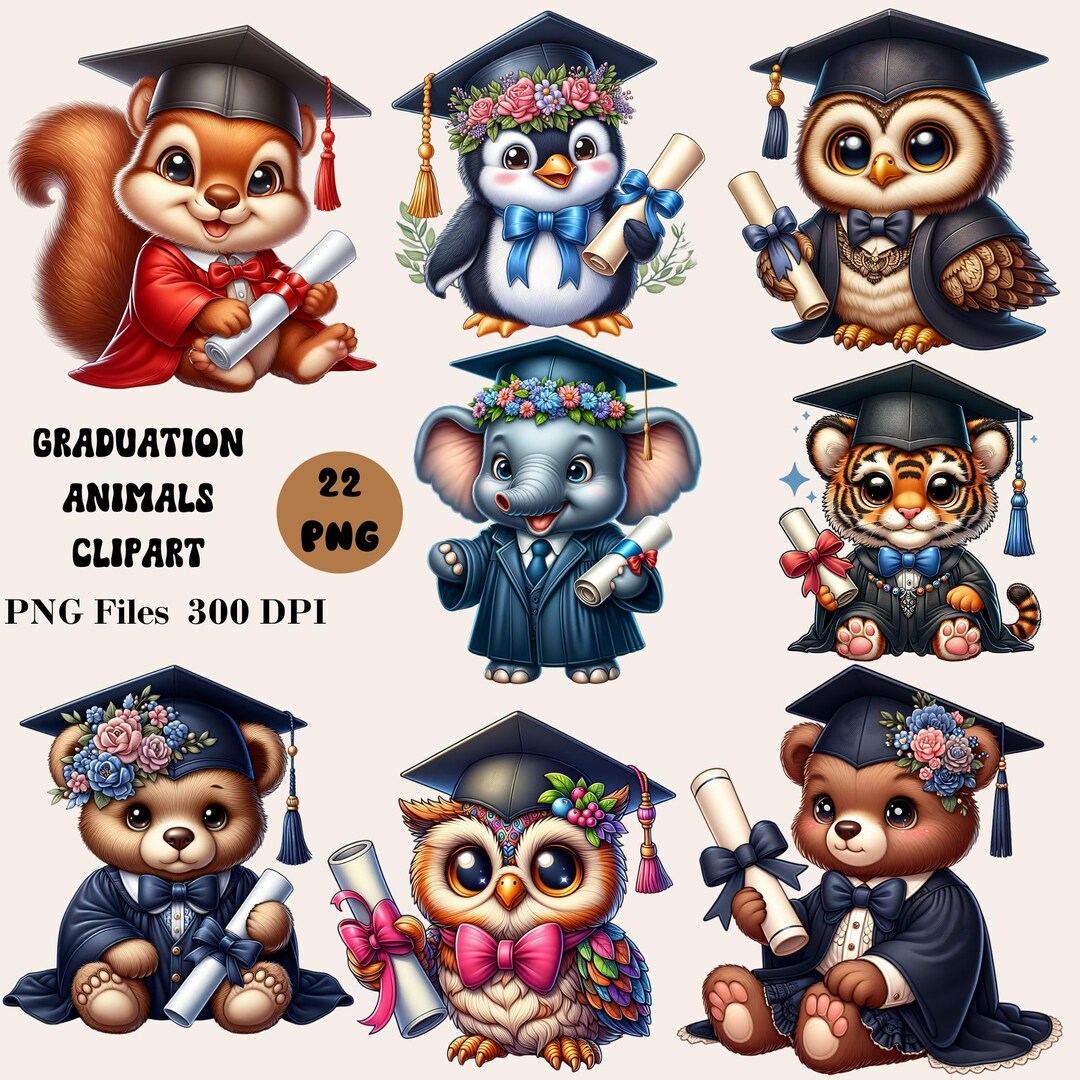 22 Graduation Animals Clipart, School Graduation Animals Clipart ...