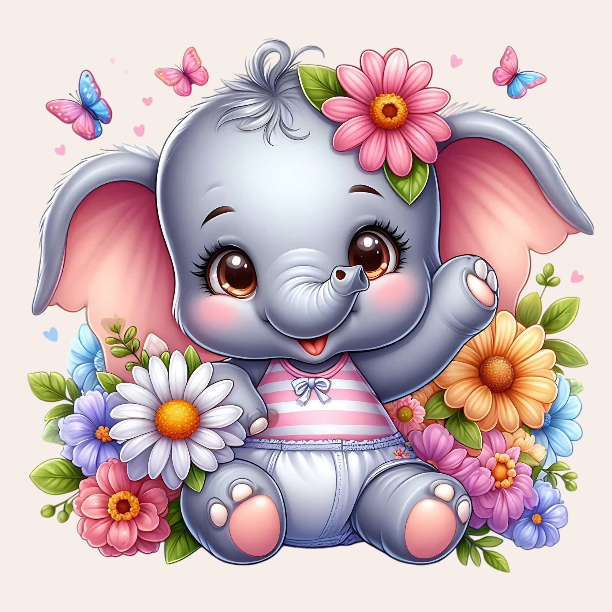 9 Elephant With Flowers Clipart, Baby Elephant PNG, Elephant Baby ...