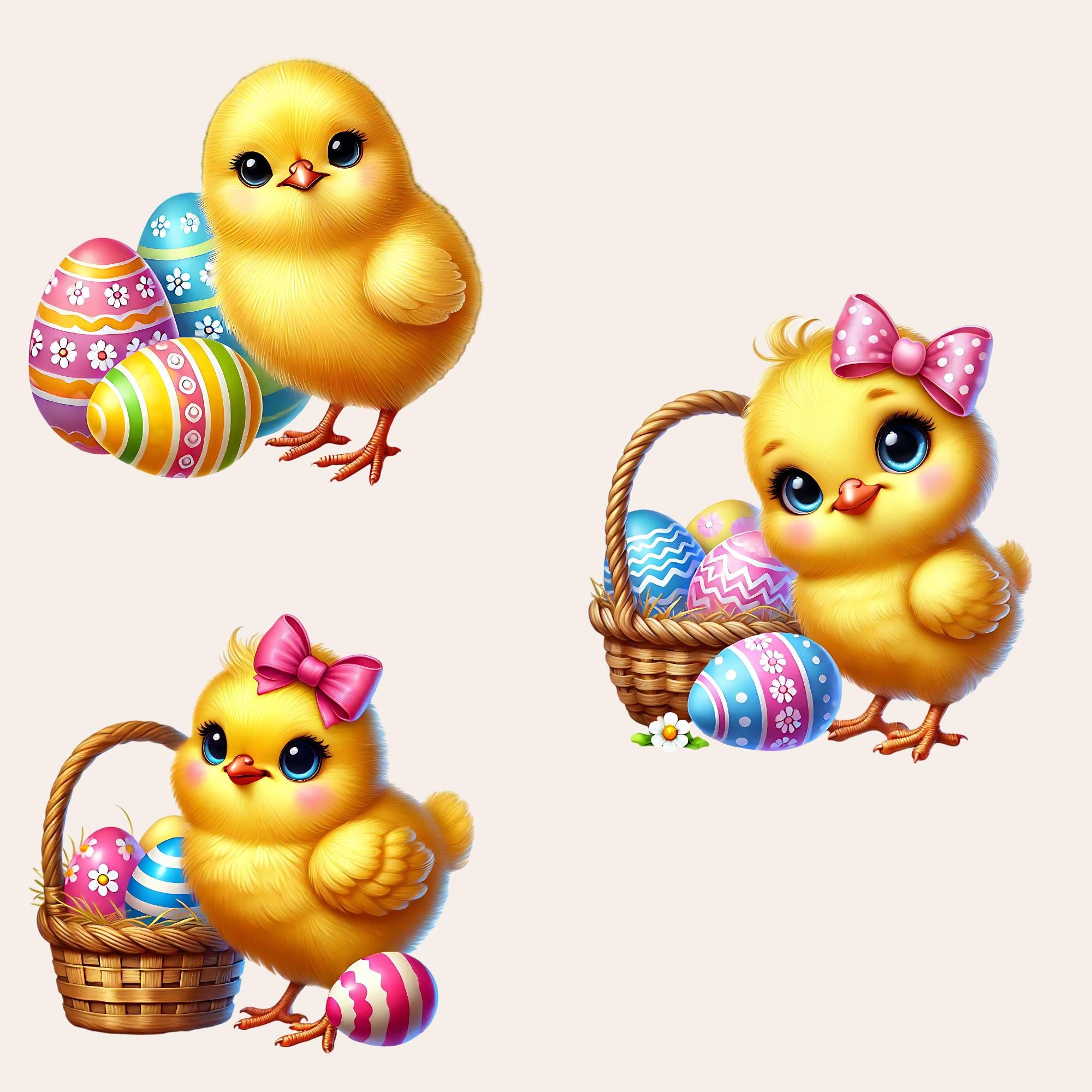 15 Easter Chicks Clipart, Cute Baby Chicks Clipart, Easter Chicks With ...