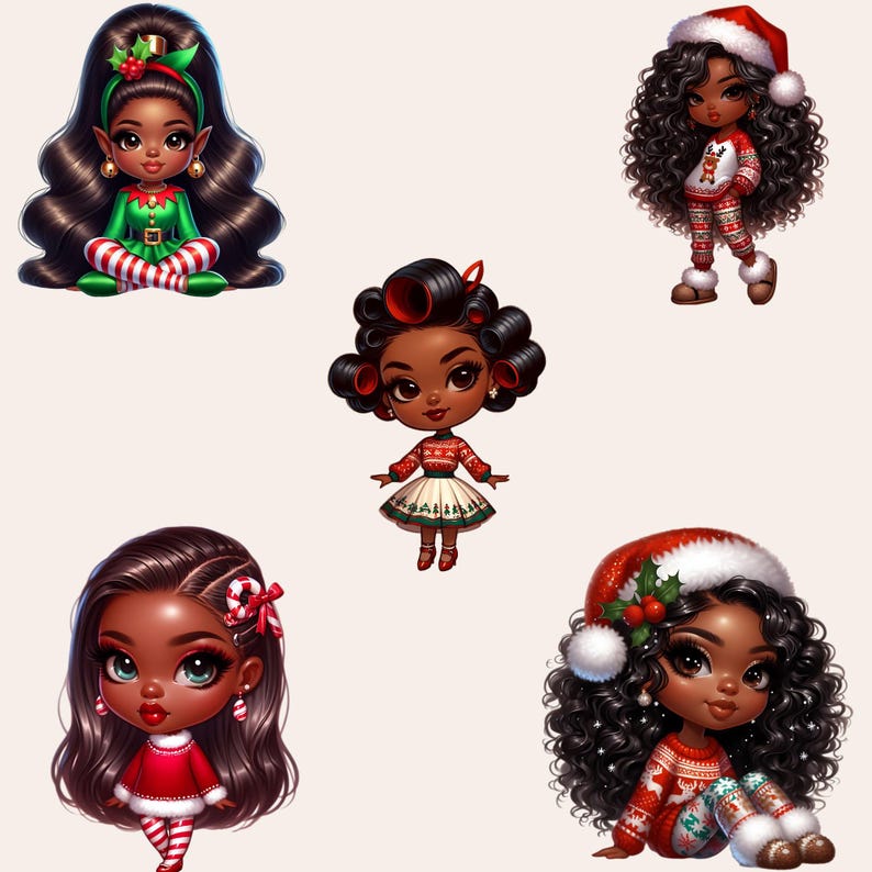 37 Christmas Chibi Girl Clipart, Christmas Chibi Girl PNG, Cute Holiday ...