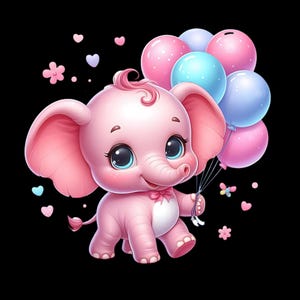 17 Pink Baby Elephant Clipart, Cute Baby Elephant PNG, Baby Elephant ...