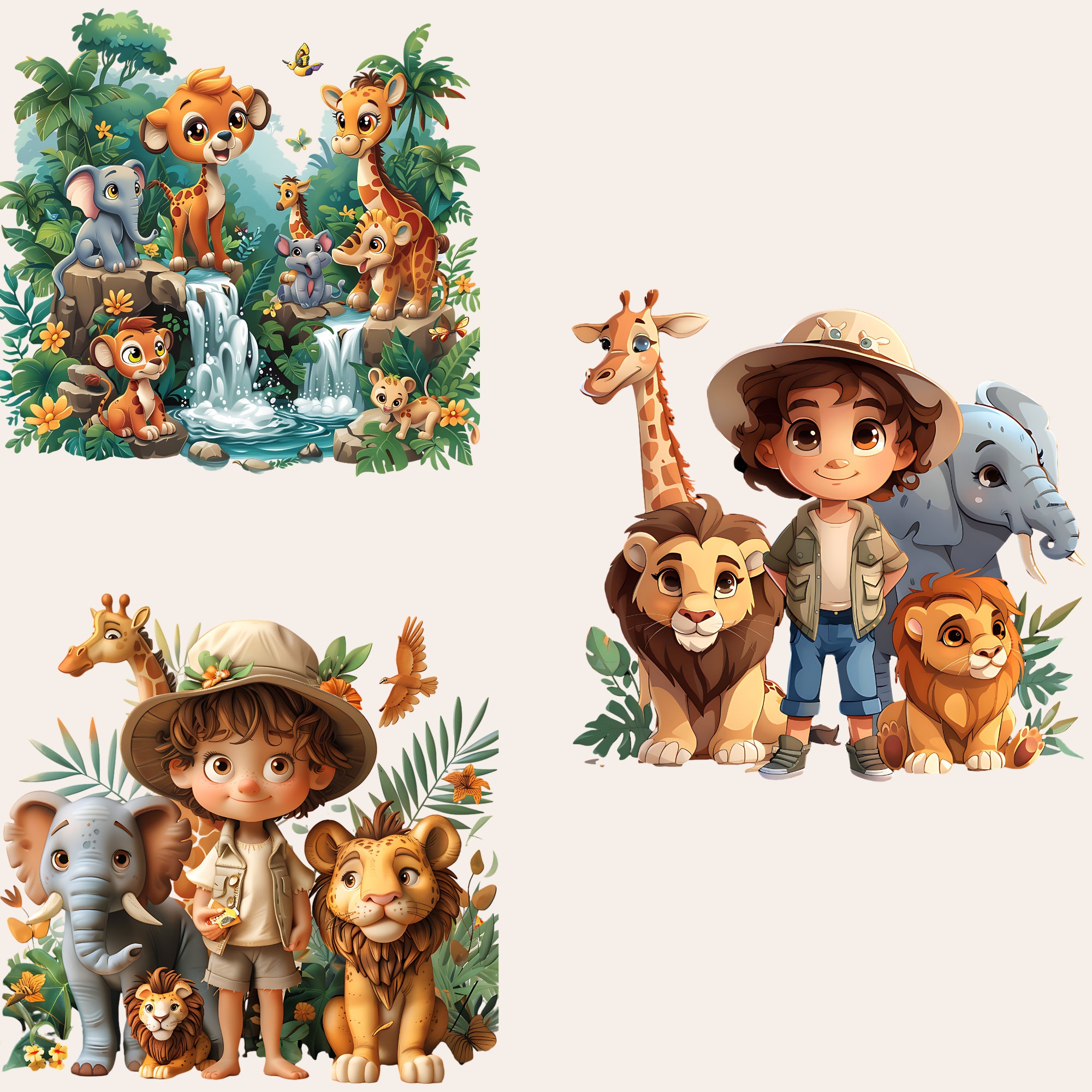 20 Safari Animals Clipart Bundle, Lions Clipart, Safari Animals PNG ...