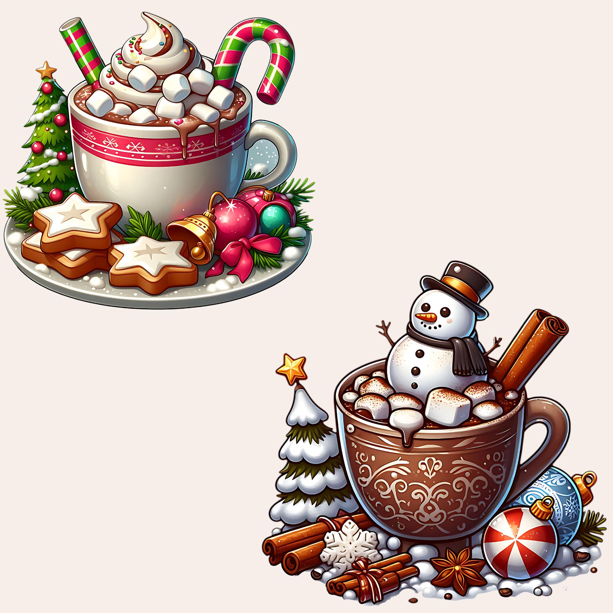 14 Christmas Hot Chocolate Clipart, Hot Chocolate PNG Bundle, Christmas ...