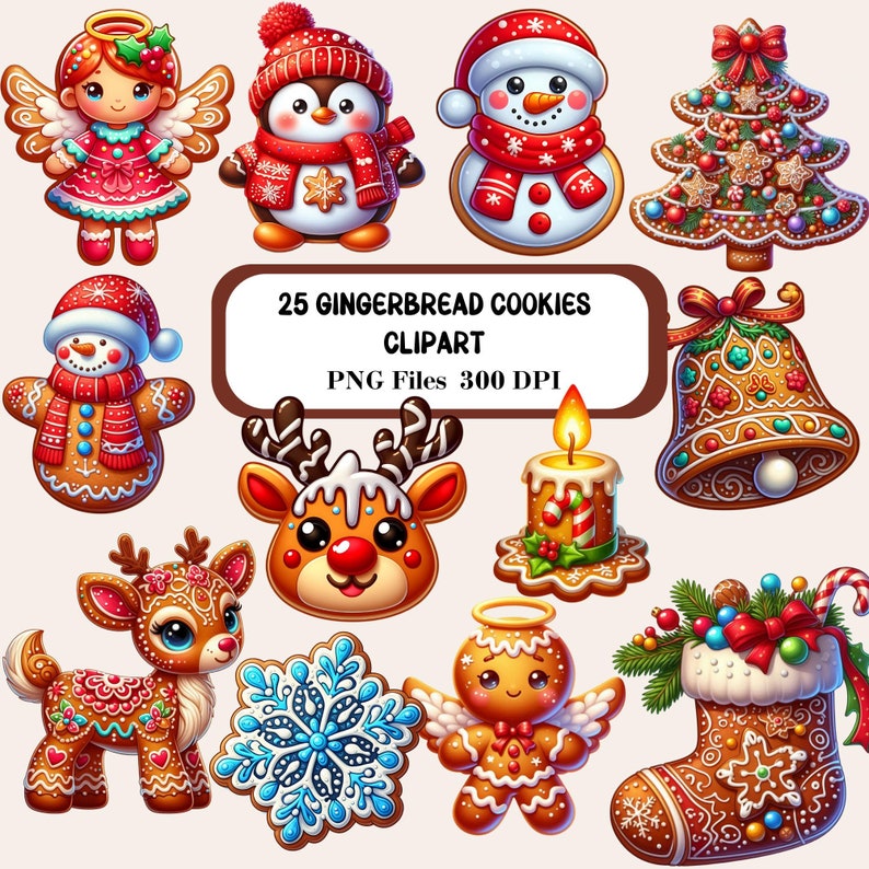 25 Gingerbread Cookies Clipart, Christmas Gingerbread Cookies PNG ...