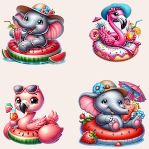 23 Summer Beach Animals Clipart, Cute Summer Animals Clipart, Summer ...