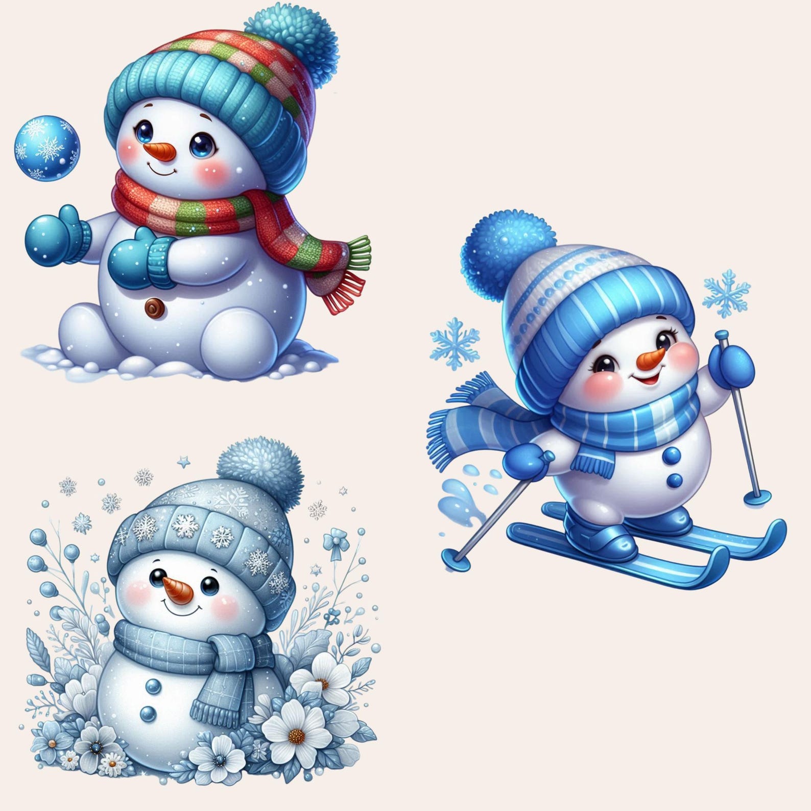 18 Blue Snowman Clipart, Cute Snowman PNG, Festive Snowman Clipart ...