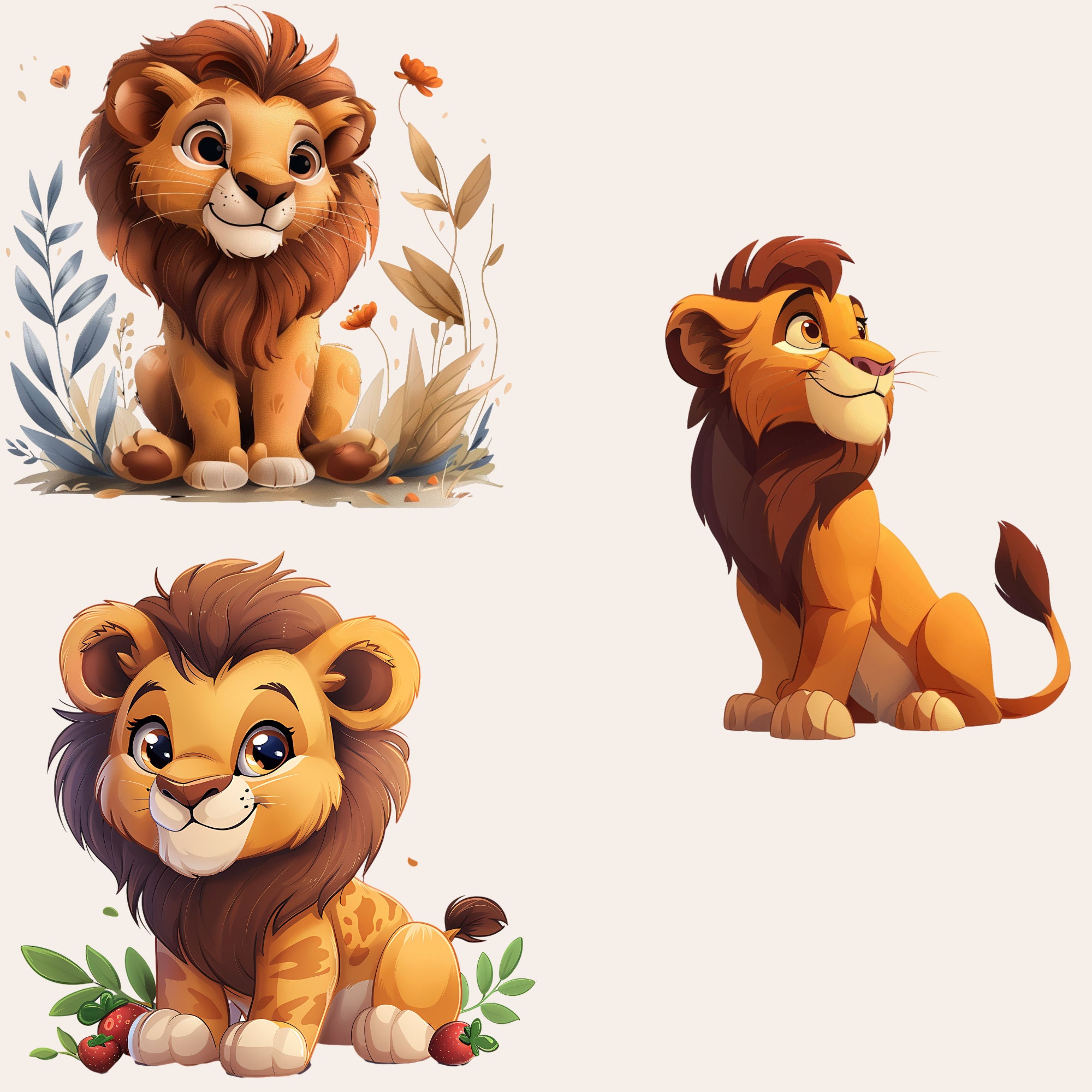 20 Safari Animals Clipart Bundle, Lions Clipart, Safari Animals PNG ...