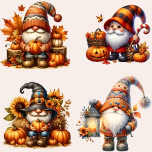 22 Fall Gnome Clipart, Autumn Gnome Clipart, Fall Gnome PNG, Pumpkin ...
