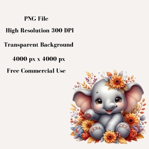 19 Elephant With Flowers Clipart, Baby Elephant PNG, Floral Elephant ...