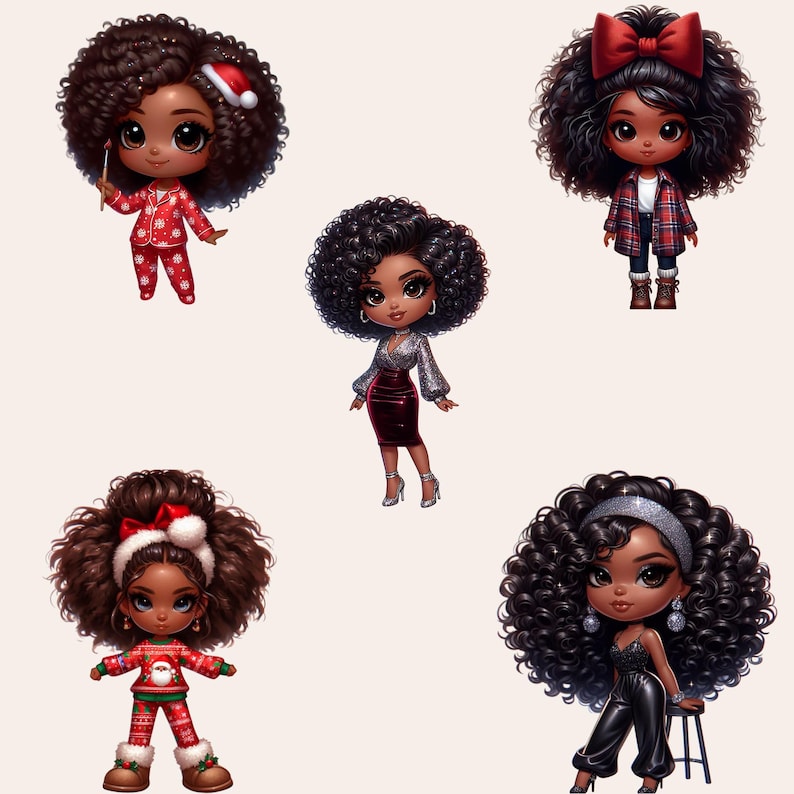 37 Christmas Chibi Girl Clipart, Christmas Chibi Girl PNG, Cute Holiday ...